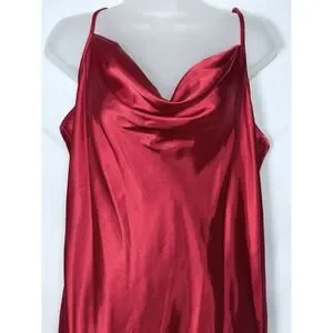 bebe | Dresses | Bebe Satin Slip Dress Womens Xl Red Cowl Neck Midi Y2k ...